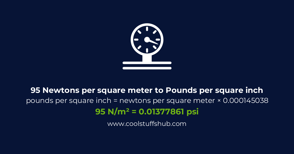 Convert 95 Newtons Per Square Meter To Pounds Per Square Inch 95 N m Convert 95 Newtons Per Square Meter To Pounds Per Square Inch 95 N m