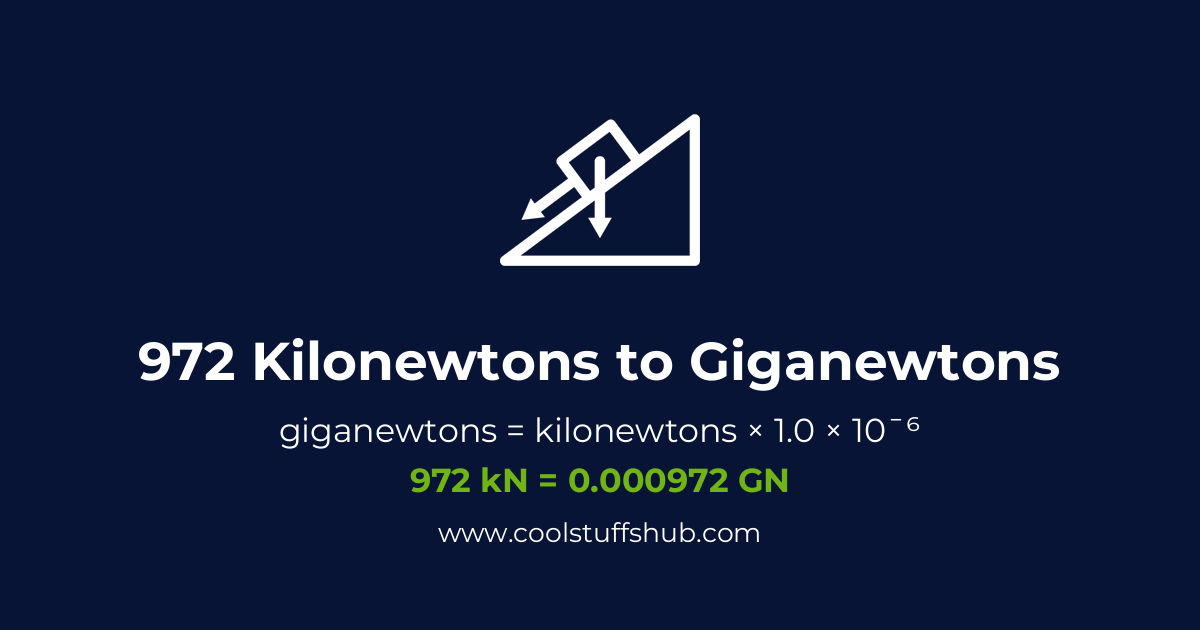 Convert 972 kilonewtons to giganewtons (972 kN to GN conversion)