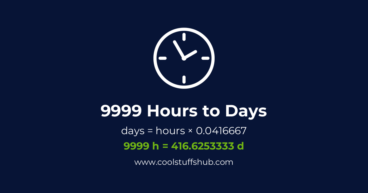 Convert 9999 hours to days (9999 h to d conversion)