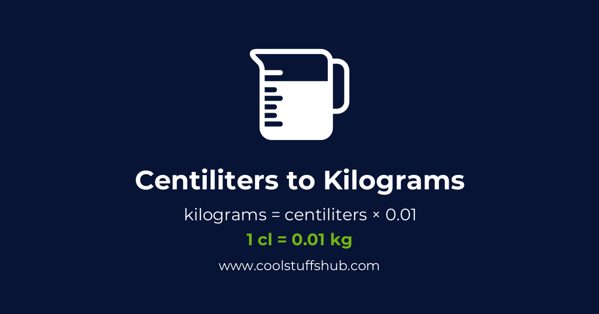 Centiliters to kilograms conversion (cl to kg)