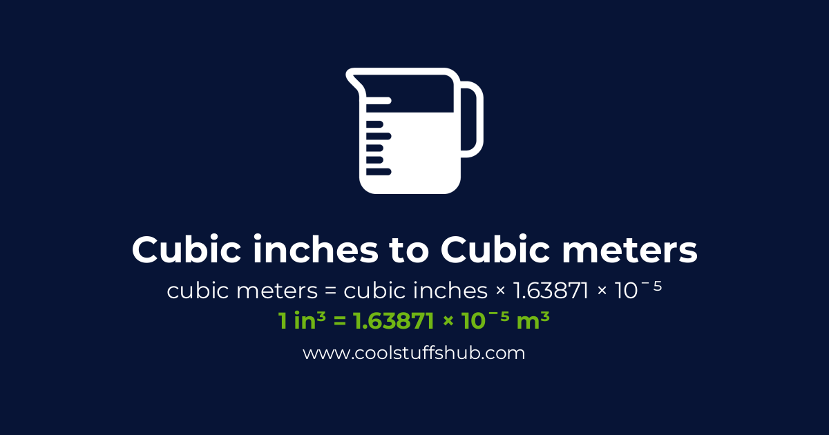 Convert cubic inches to cubic meters (in³ to m³ conversion)