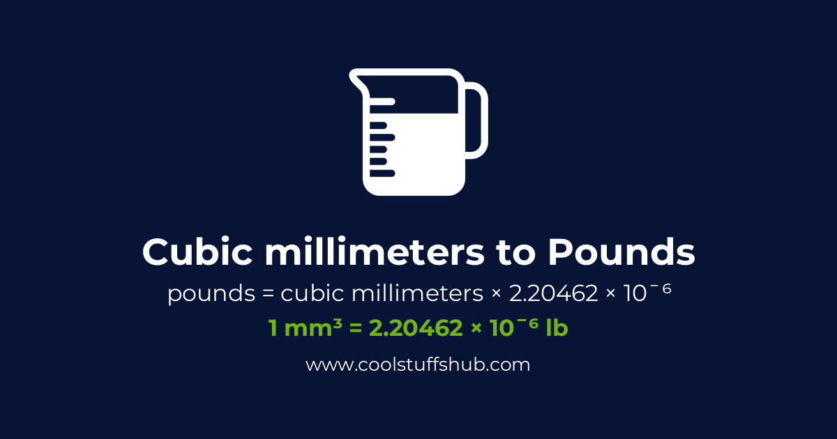 Cubic millimeters to pounds conversion (mm³ to lb)