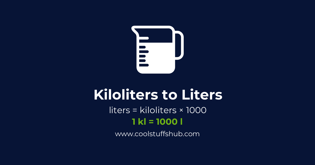 Convert kiloliters to liters (kl to l conversion)