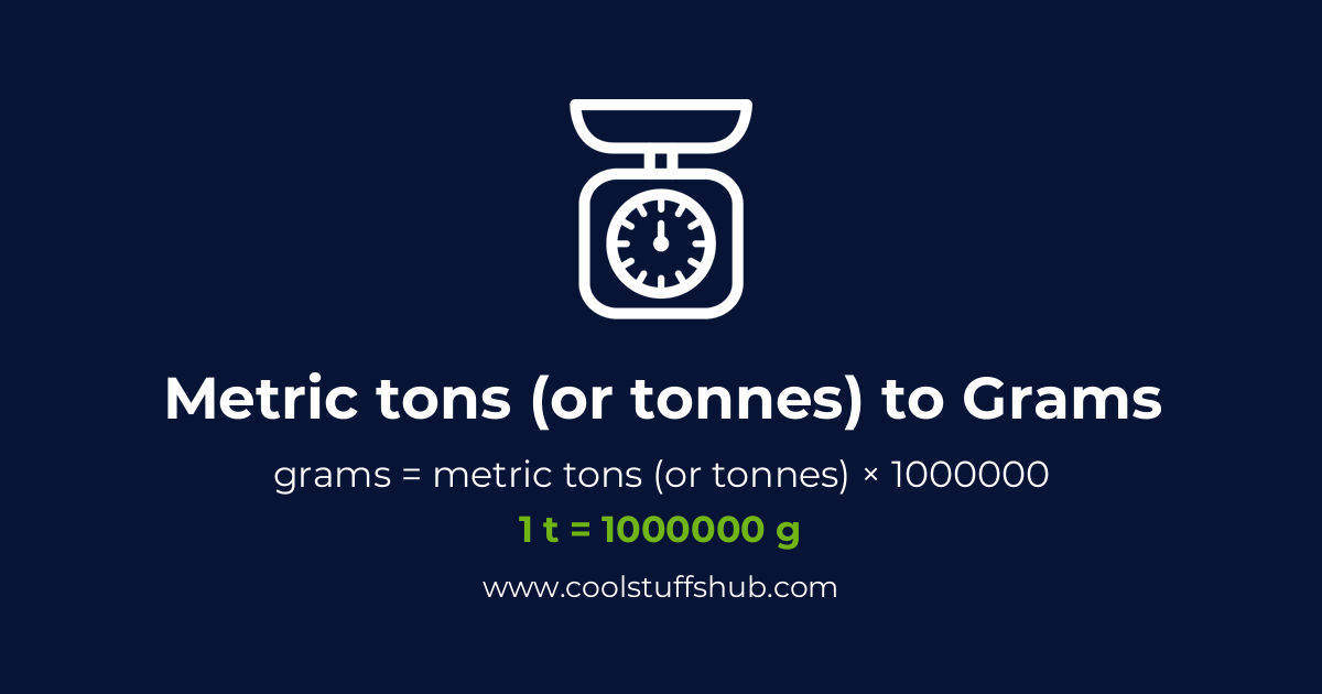 Convert metric tons (or tonnes) to grams (t to g conversion)