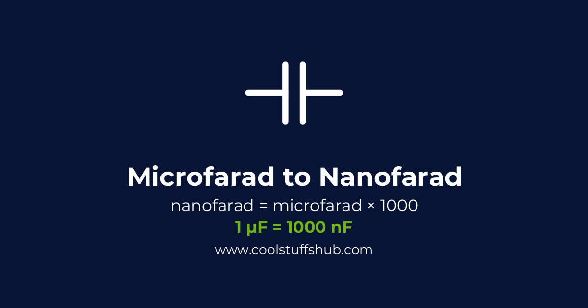 Convert microfarad to nanofarad (µF to nF conversion)