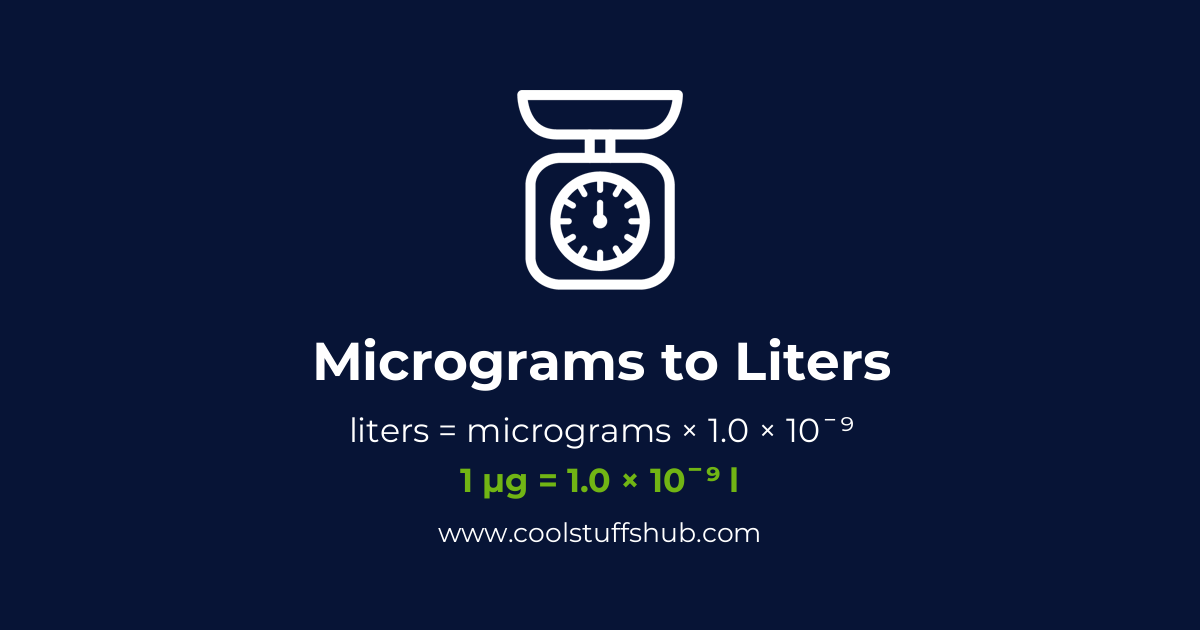 Micrograms to liters conversion (µg to l)