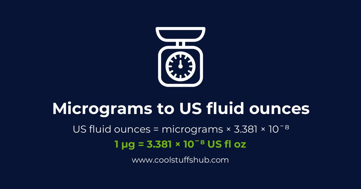 Convert micrograms to US fluid ounces (µg to US fl oz conversion)