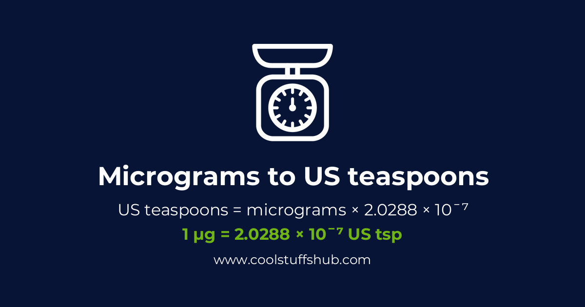 Micrograms to US teaspoons conversion (µg to US tsp)