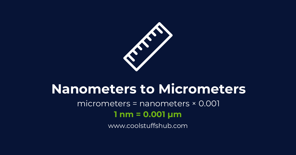 Convert nanometers to micrometers (nm to µm conversion)