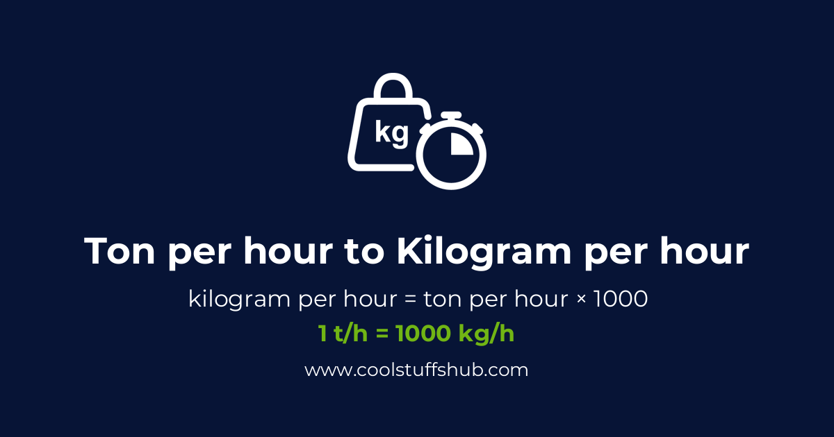 Convert Ton Per Hour To Kilogram Per Hour t h To Kg h Conversion 