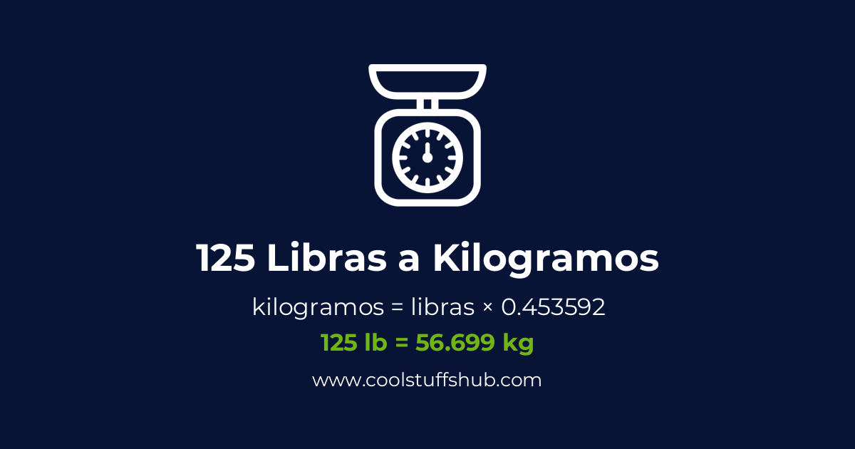 Convertir 125 libras a kilogramos (conversión de 125 lb a kg)