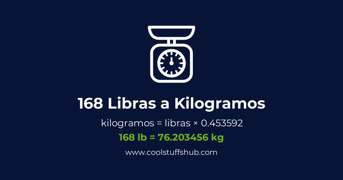 Conversión de 168 libras a kilogramos (168 lb a kg)