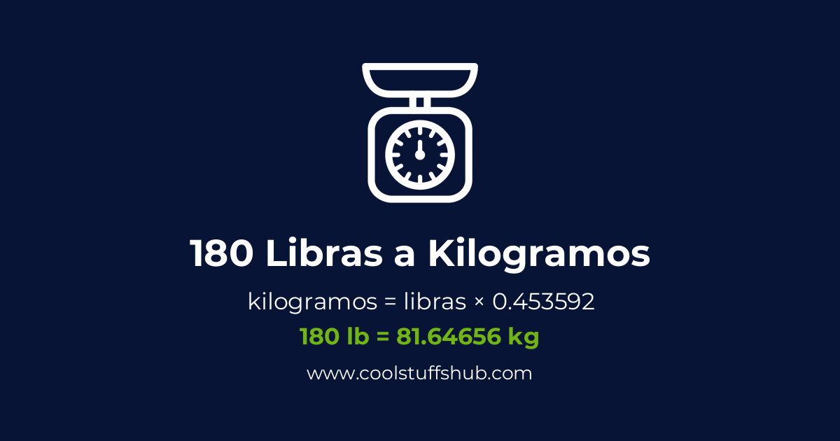 Convertir 180 libras a kilogramos (conversión de 180 lb a kg)