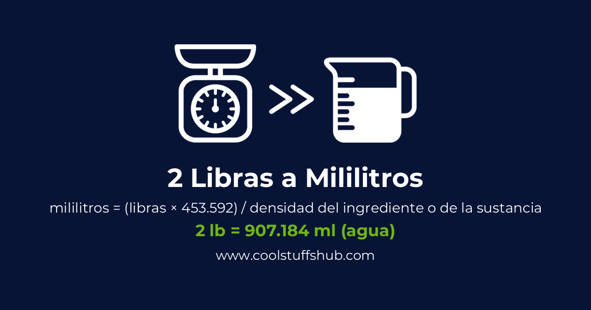 Convertir 2 libras a mililitros (conversión de 2 lb a ml)