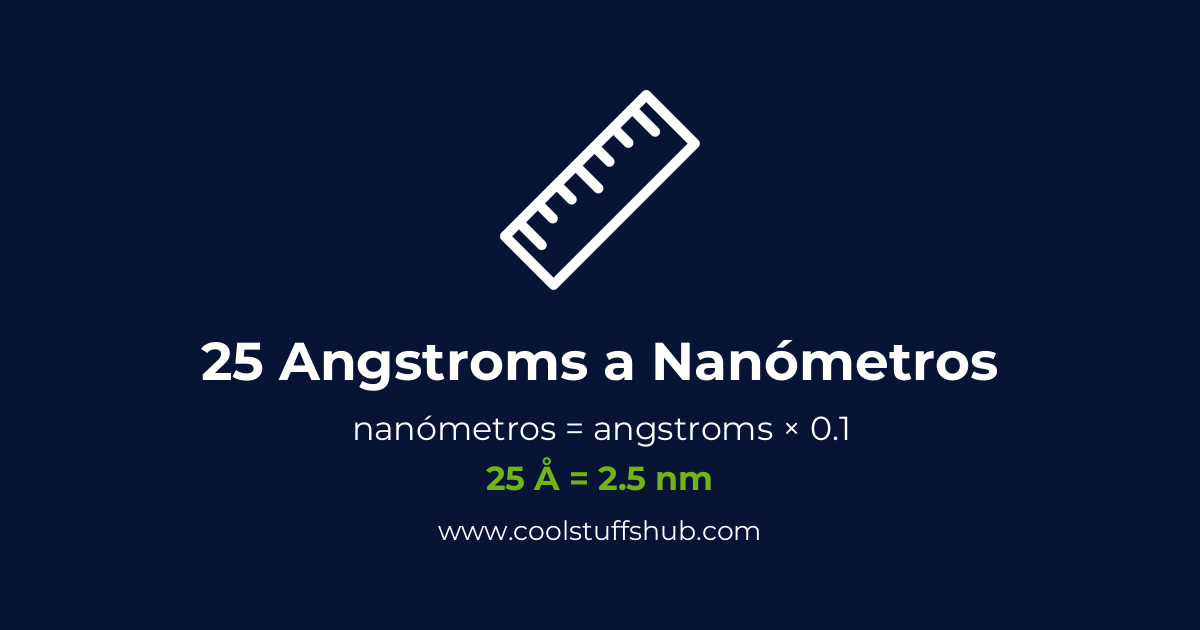 Convertir 25 angstroms a nanómetros (conversión de 25 Å a nm)