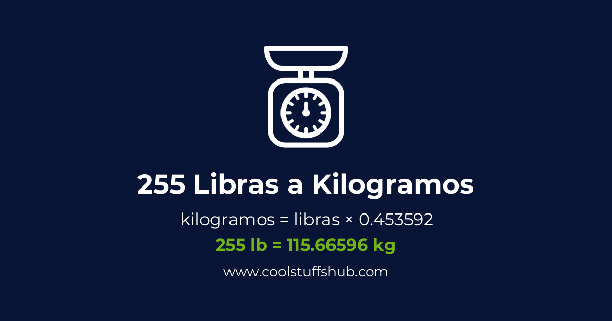 Convertir 255 libras a kilogramos (conversión de 255 lb a kg)