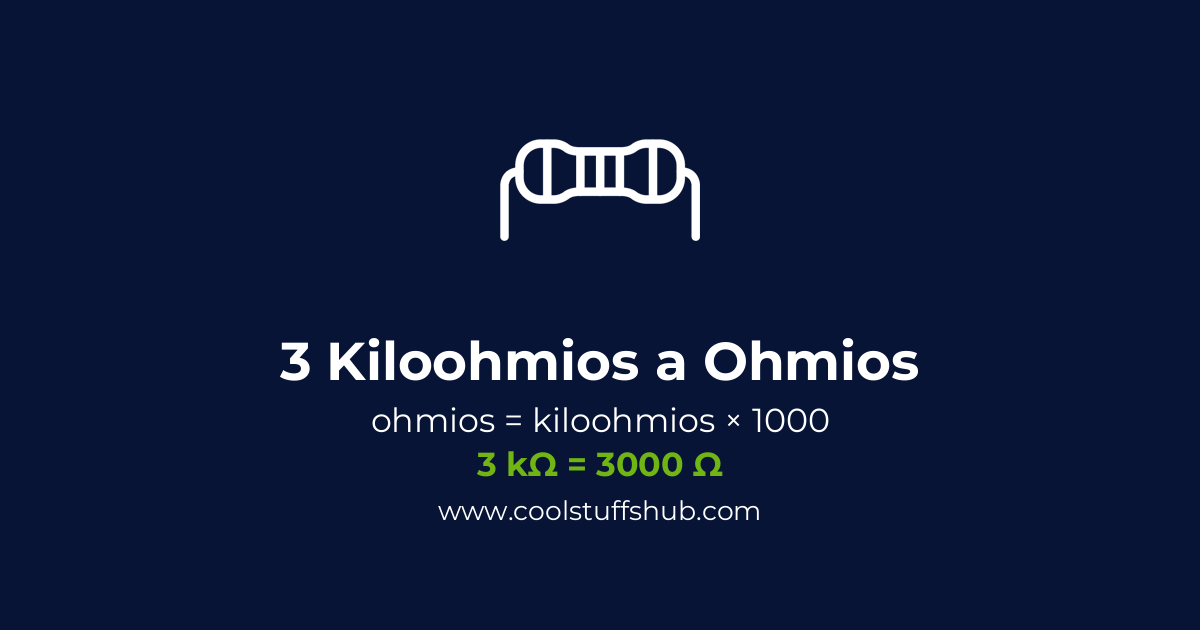 Convertir 3 kiloohmios a ohmios (conversión de 3 kΩ a Ω)
