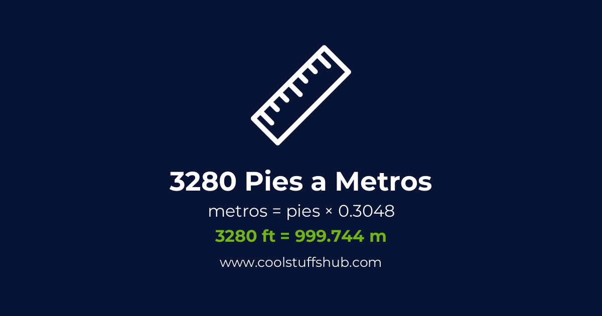 Convertir 3280 pies a metros (conversión de 3280 ft a m)