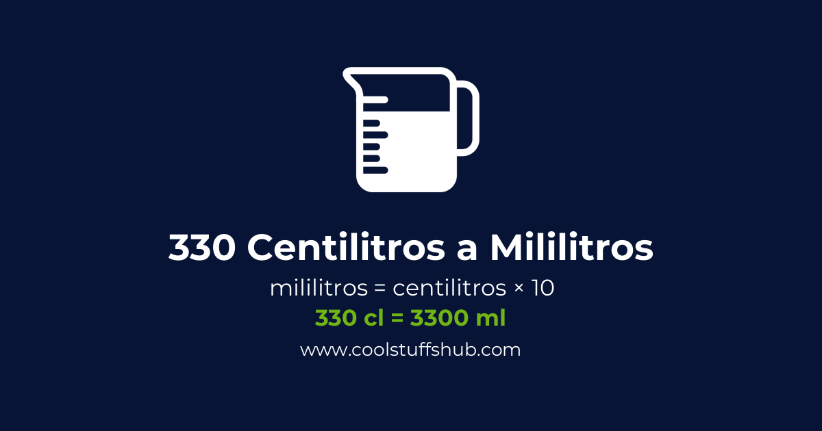 Convertir 330 centilitros a mililitros (conversión de 330 cl a ml)