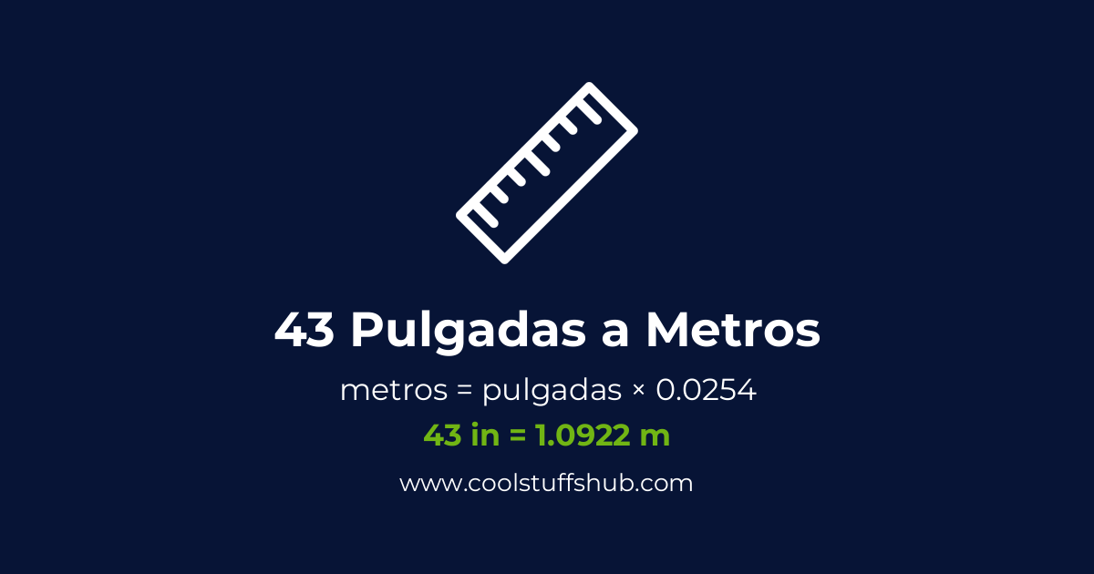 Conversión de 43 pulgadas a metros (43 in a m)