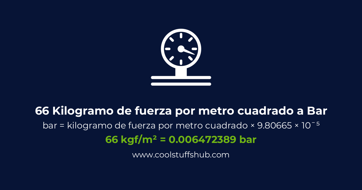 Convertir 66 kilogramo de fuerza por metro cuadrado a bar (conversión ...