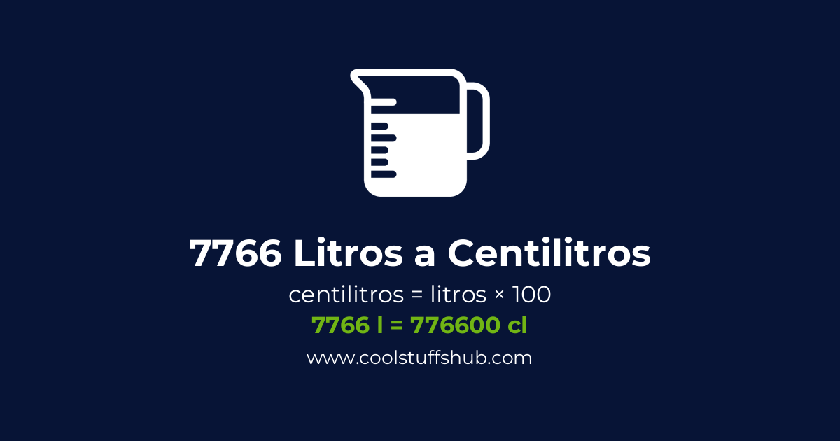 Convertir 7766 litros a centilitros (conversión de 7766 l a cl)