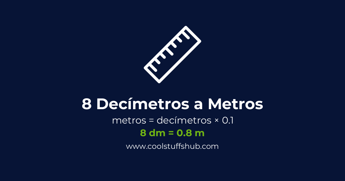 Convertir 8 decímetros a metros (conversión de 8 dm a m)
