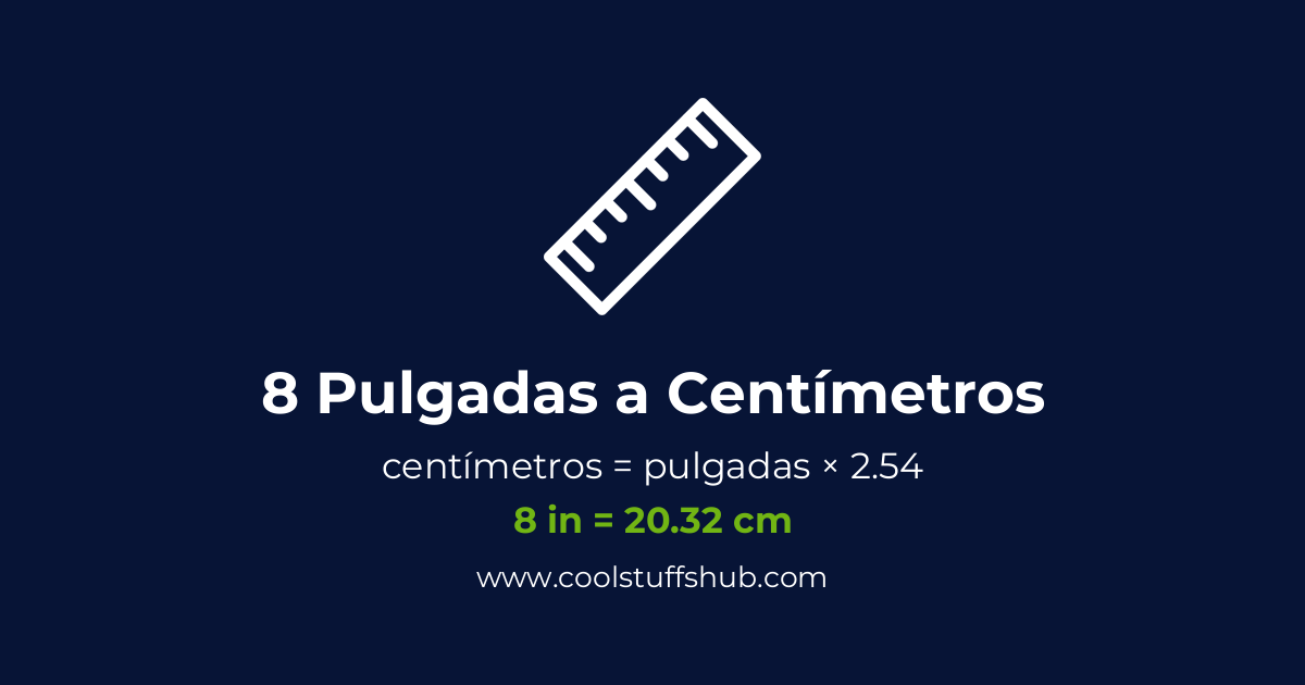 Convertir 8 pulgadas a centímetros (conversión de 8 in a cm)