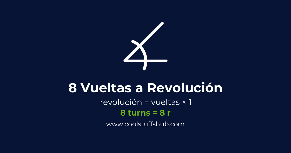 Convertir 8 vueltas a revolución (conversión de 8 turns a r)