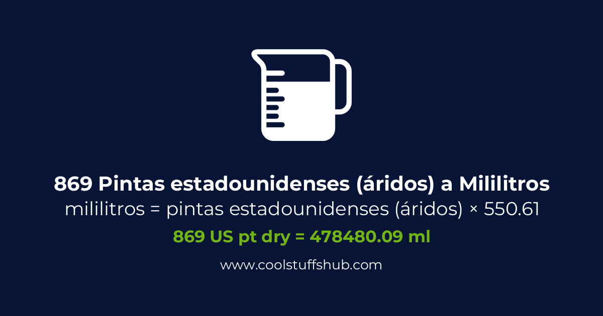Convertir 869 pintas estadounidenses (áridos) a mililitros (conversión ...