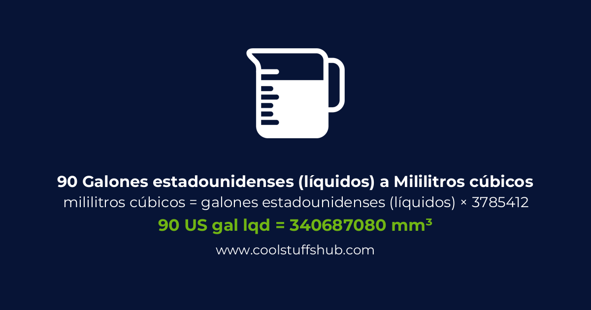 Convertir 90 galones estadounidenses (líquidos) a mililitros cúbicos ...