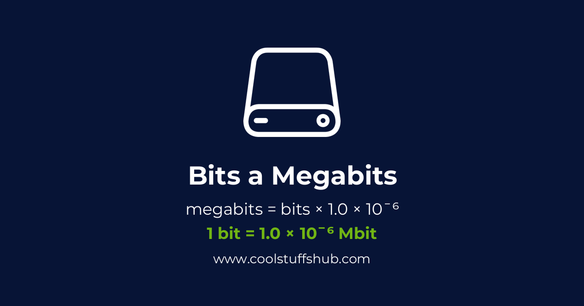 Convertir bits a megabits (conversión de bit a Mbit)