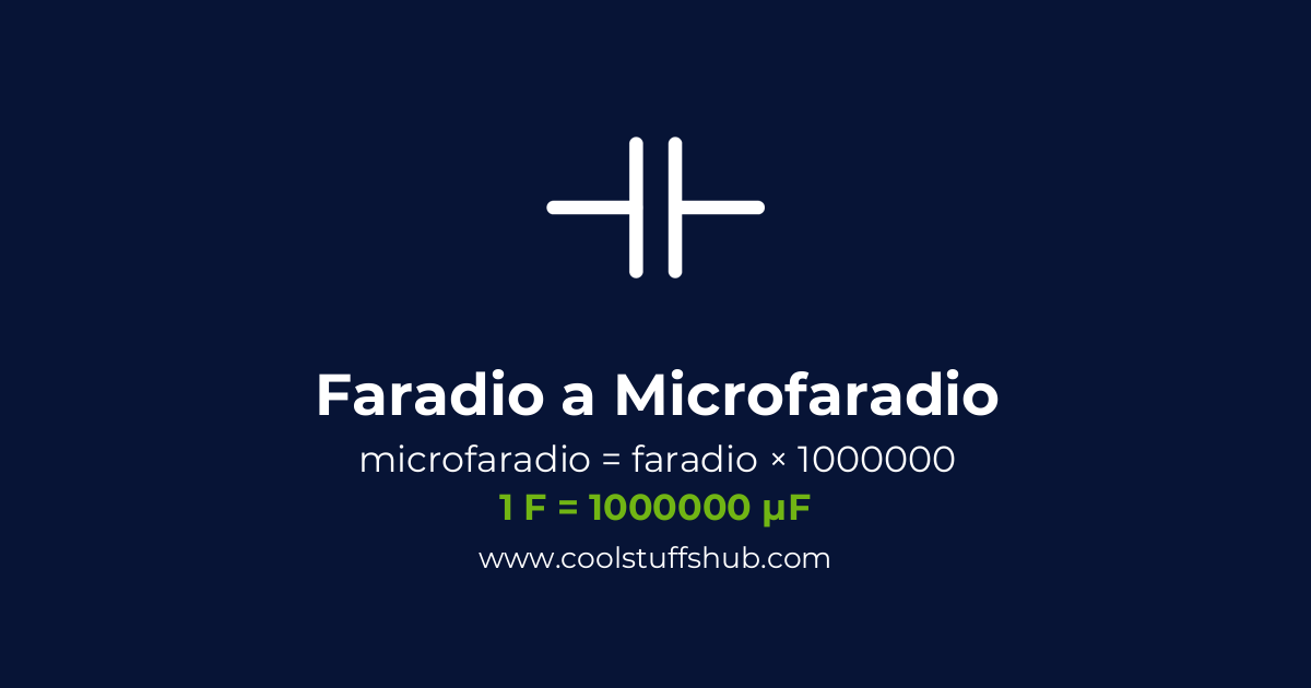 Conversión de faradio a microfaradio (F a µF)