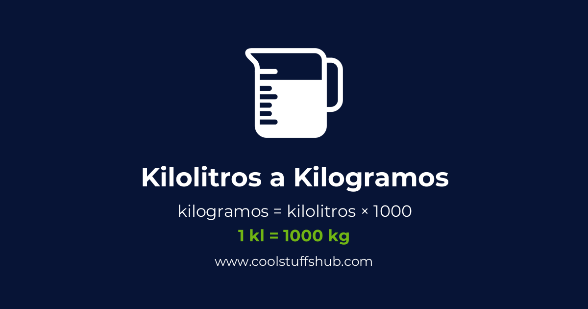 Convertir kilolitros a kilogramos (conversión de kl a kg)