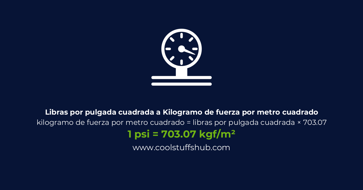 Convertir libras por pulgada cuadrada a kilogramo de fuerza por metro cuadrado (conversión de ...