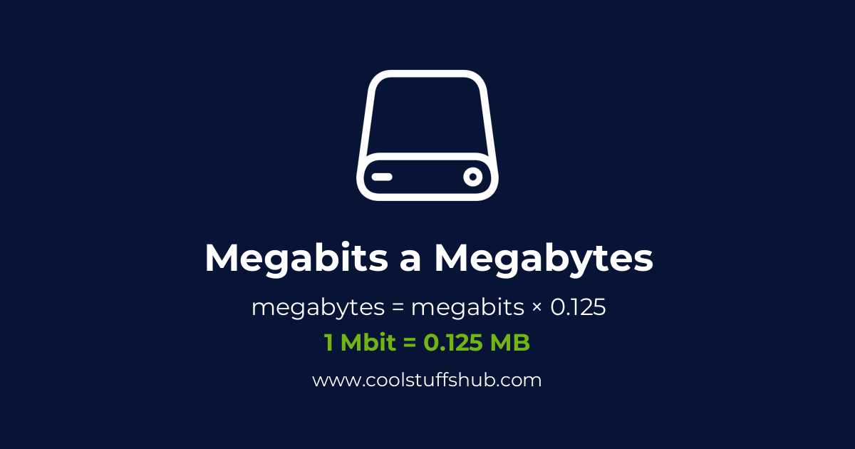 Conversión de megabits a megabytes (Mbit a MB)