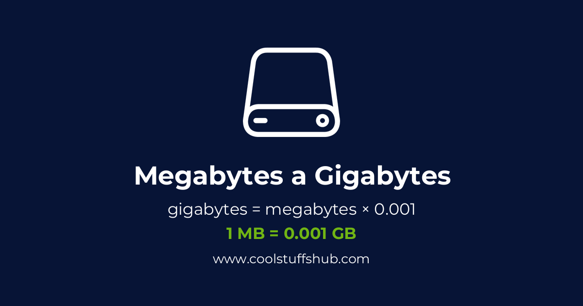 Conversión de megabytes a gigabytes (MB a GB)