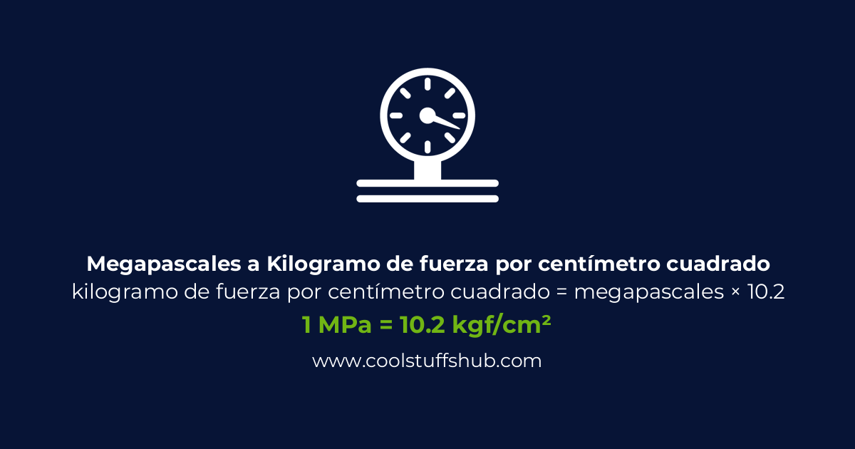 Conversión de megapascales a kilogramo de fuerza por centímetro cuadrado (MPa a kgf/cm²)