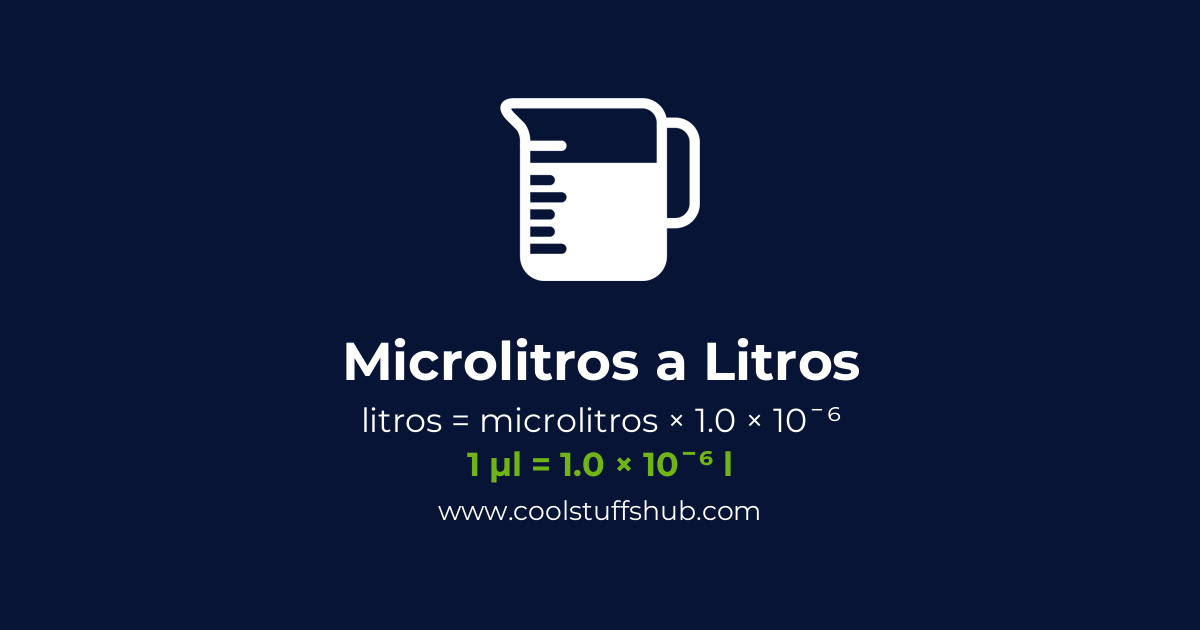 Convertir microlitros a litros (conversión de µl a l)