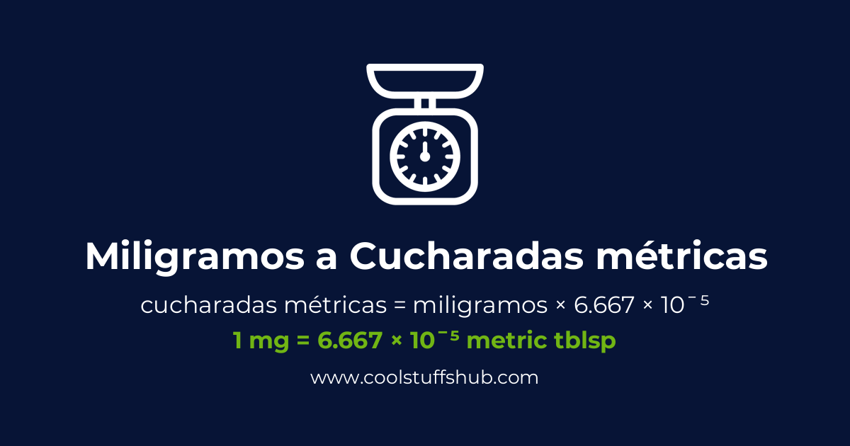 Conversión de miligramos a cucharadas métricas (mg a metric tblsp)