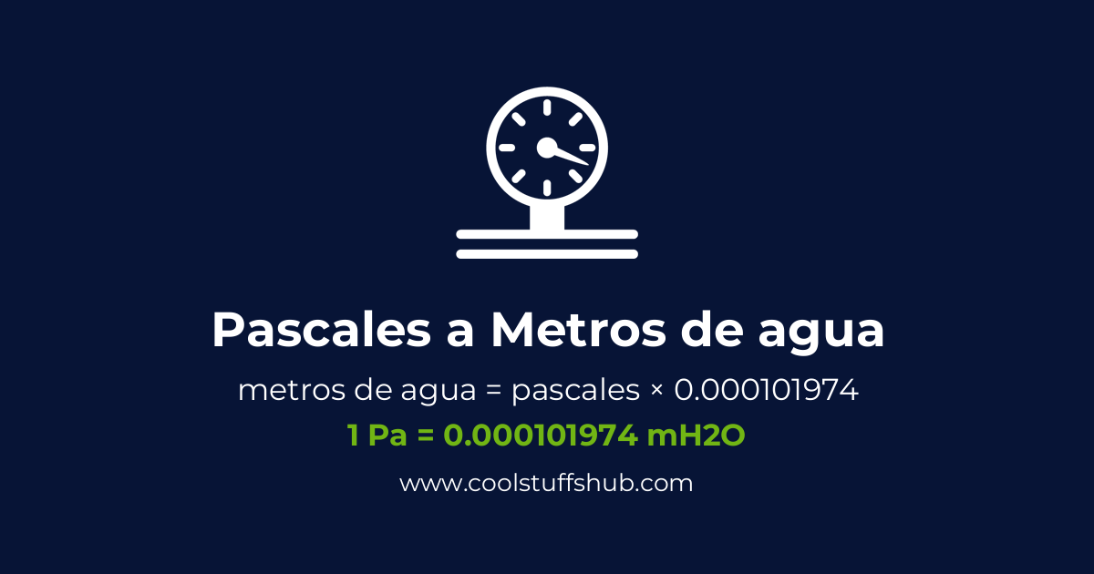 Convertir pascales a metros de agua (conversión de Pa a mH2O)