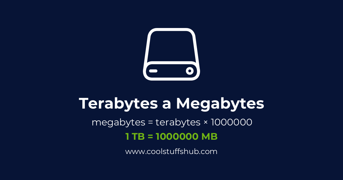 Convertir terabytes a megabytes (conversión de TB a MB)