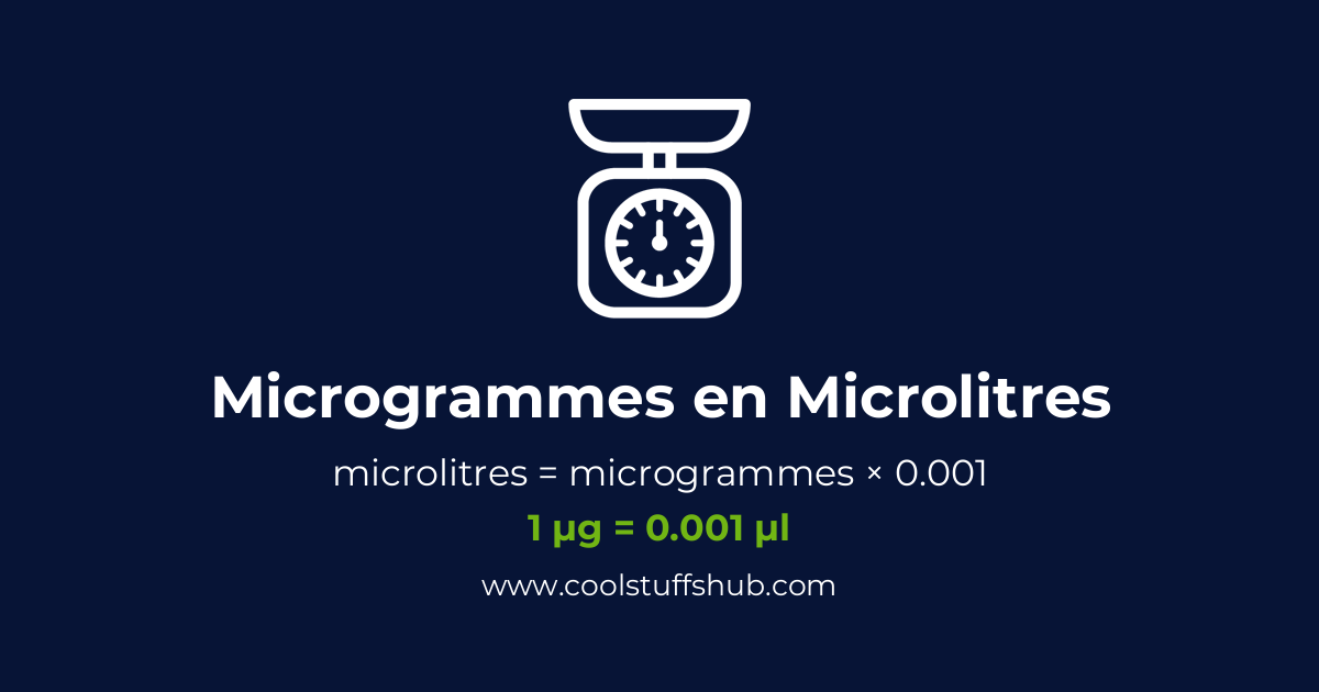 Conversion de microgrammes en microlitres (µg en µl)