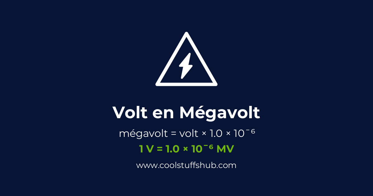 Convertir des volt en mégavolt (conversion de V en MV) - Convertisseur ...