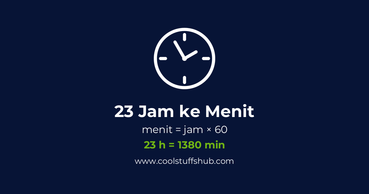 Mengkonversi 23 jam ke menit (konversi 23 h ke min)
