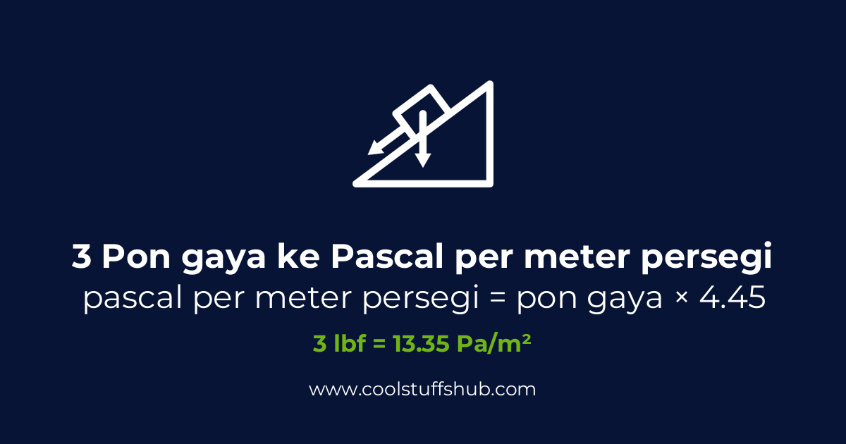 Mengkonversi 3 pon gaya ke pascal per meter persegi (konversi 3 lbf ke ...
