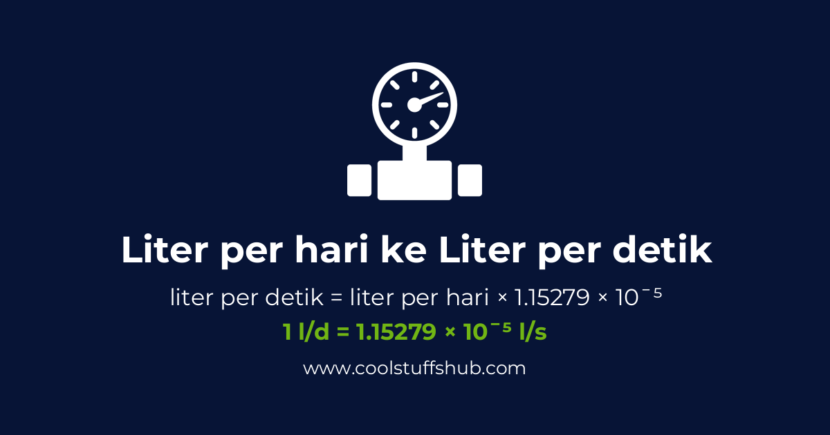 Mengkonversi liter per hari ke liter per detik (konversi l/d ke l/s)