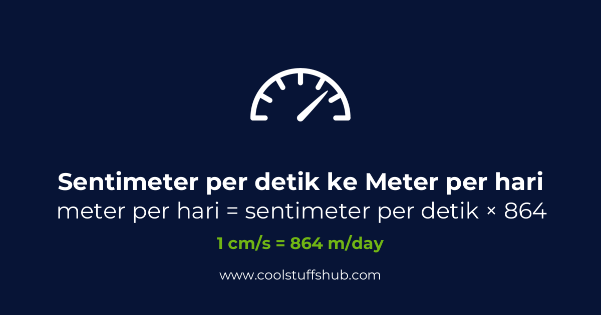 Konversi sentimeter per detik ke meter per hari (cm/s ke m/day)