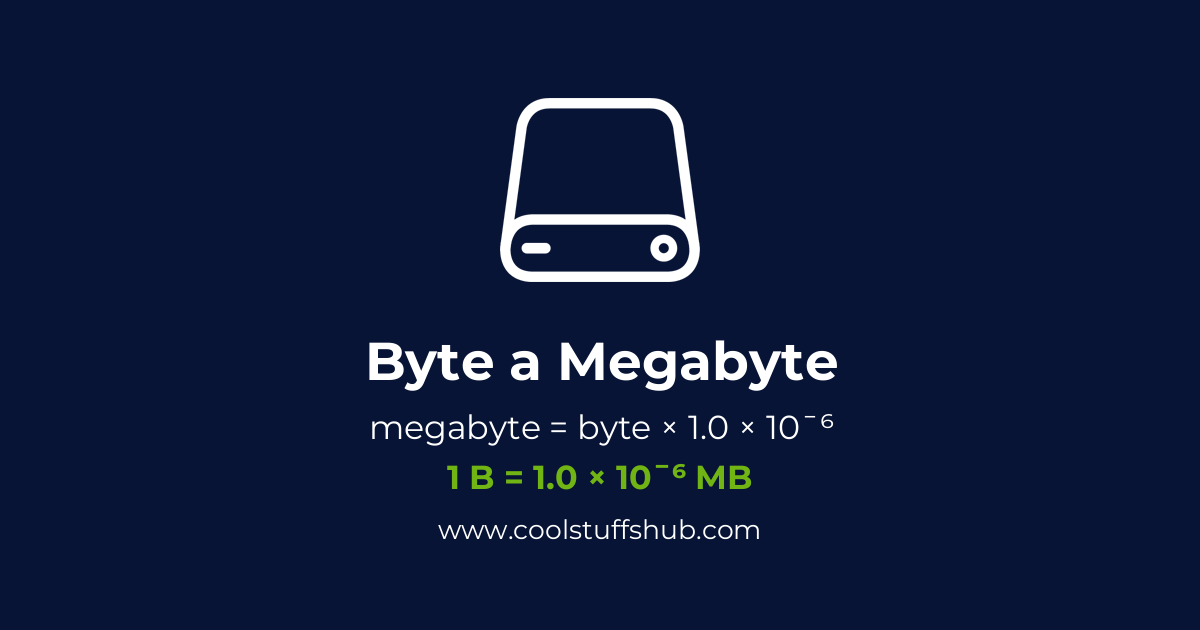 Convertire byte a megabyte (conversione da B a MB)