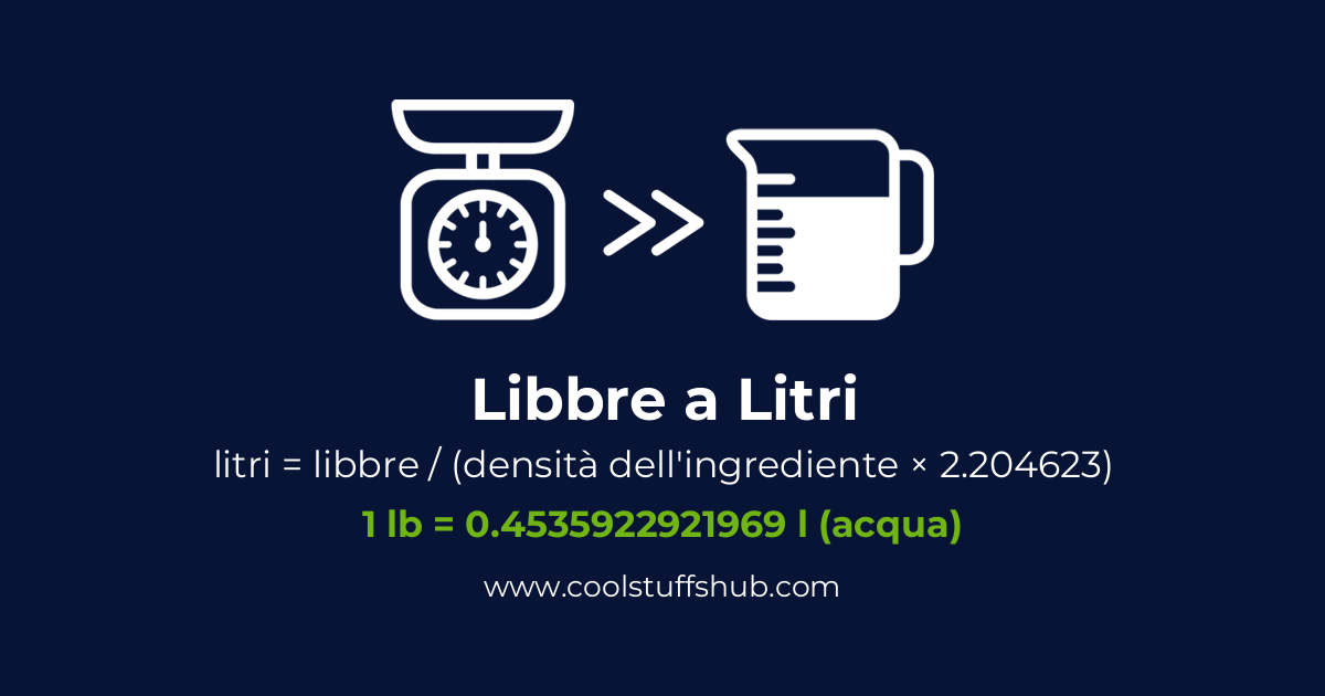 Conversione da libbre a litri (lb a l)